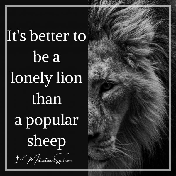 Quote: It's better to be a lonely lion than a popular sheep ...