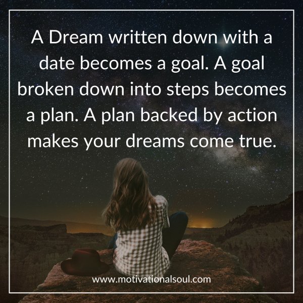 Quote: A Dream written down with a date becomes A Goal. A ...