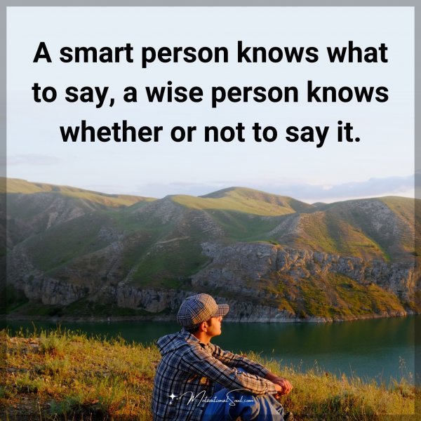 Quote: A smart person knows what to say, a wise person knows whether or ...