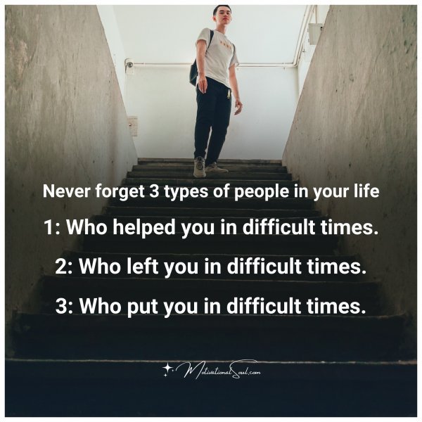 Quote: Never forget 3 types of people in your life 1: Who ...