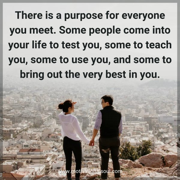 Quote: There is a purpose for everyone you meet. Some people ...